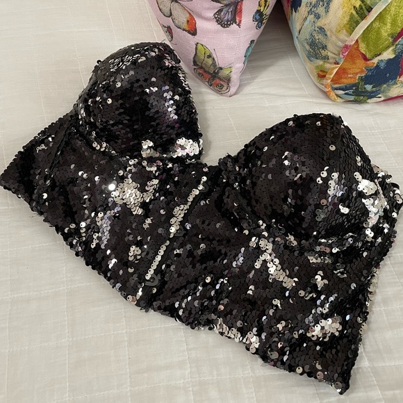 Kikiriki | Tops | Black Sequin Kiki Riki Bustier | Poshmark